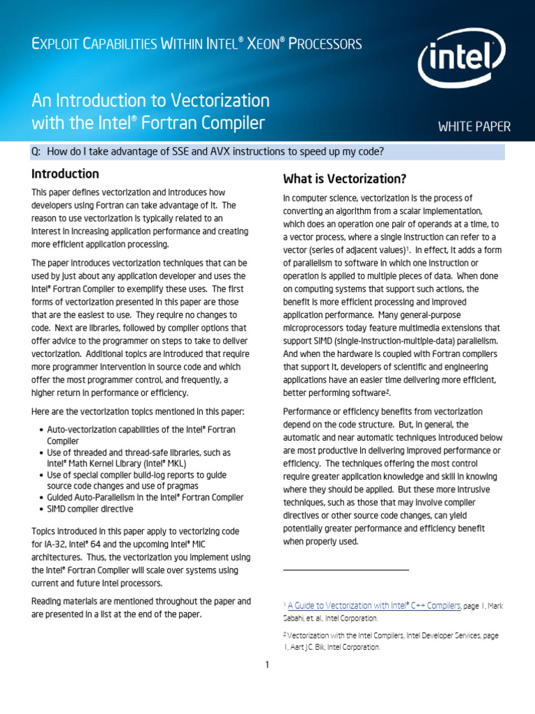 An Introduction To Vectorization With Intel Fortran Compiler 021712 Pdf Concurrent Computing 