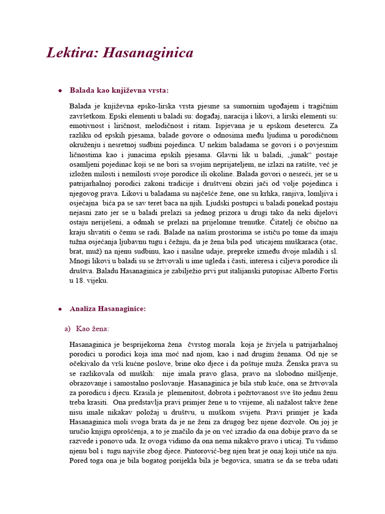 Hasanaginica | PDF