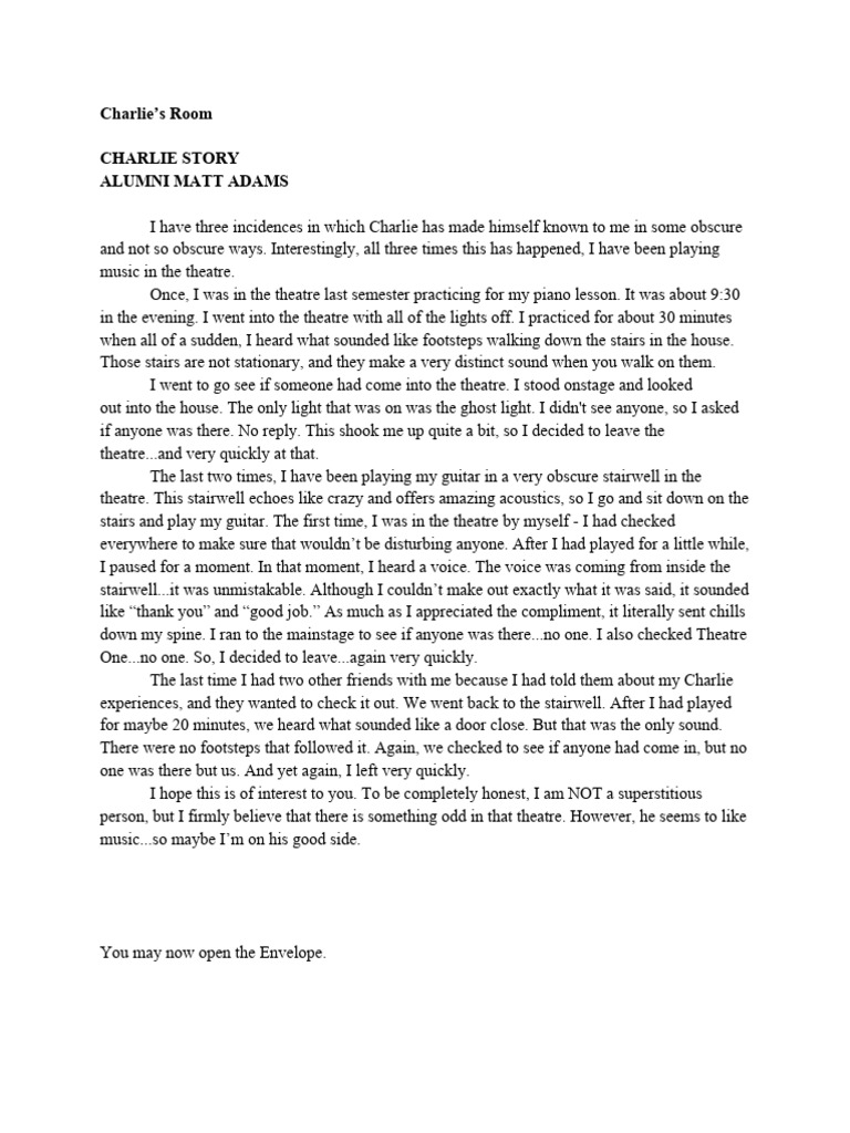 Charlie's Room (Ghost Story) | PDF