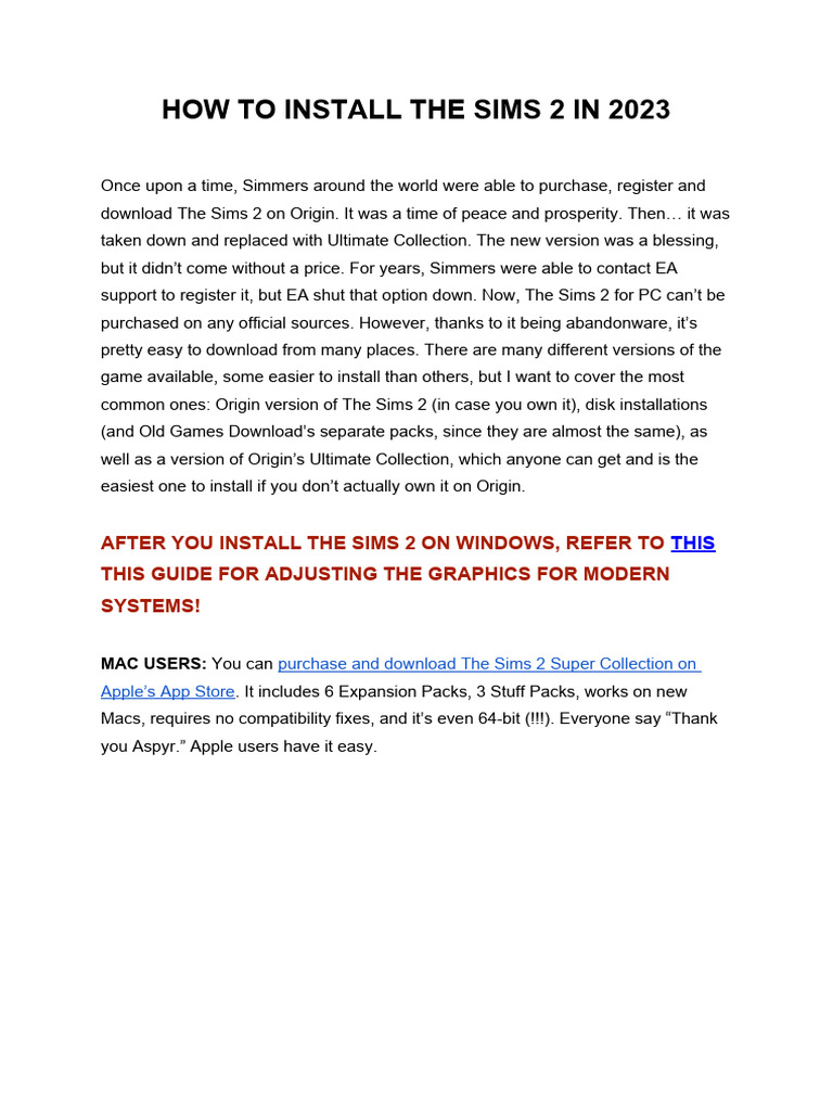How To Install The Sims 2 in 2023 | PDF | Computer File | Software Engineering