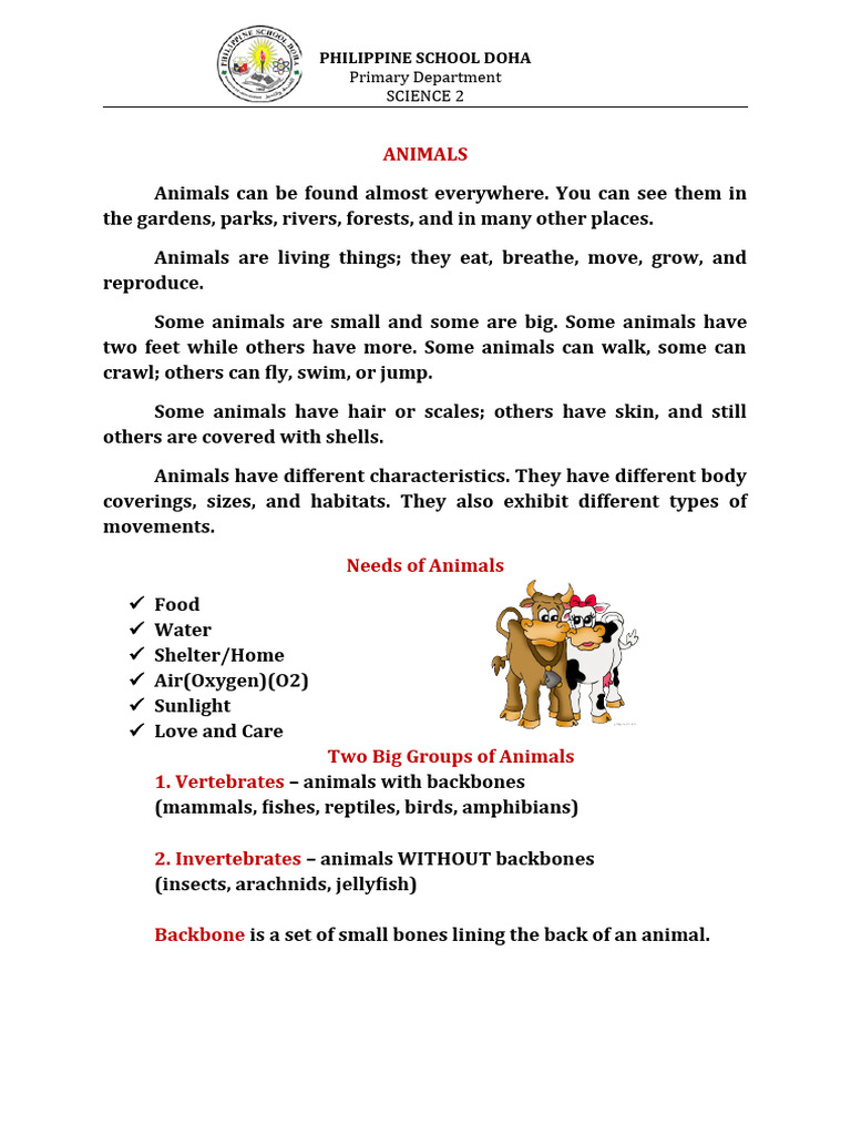 Animals Notes | PDF | Zoology | Organisms
