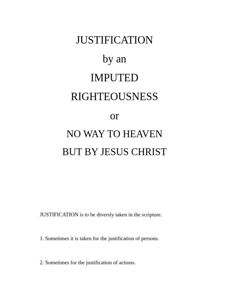 Justification by An Imputed Righteousness | PDF | Justification ...