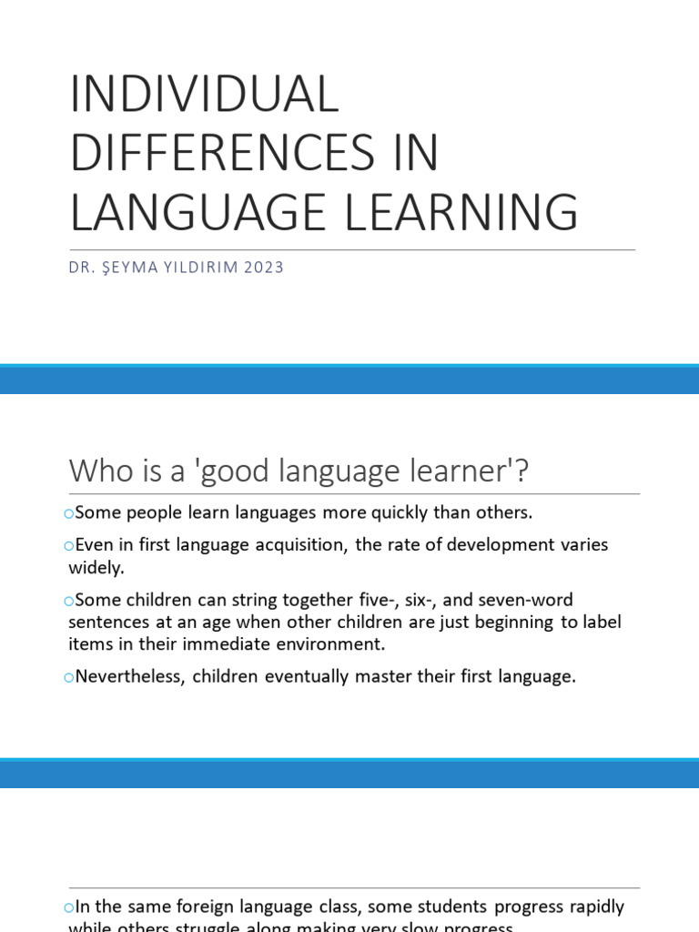 Individual Differences in Language Learning I | PDF | Second Language ...