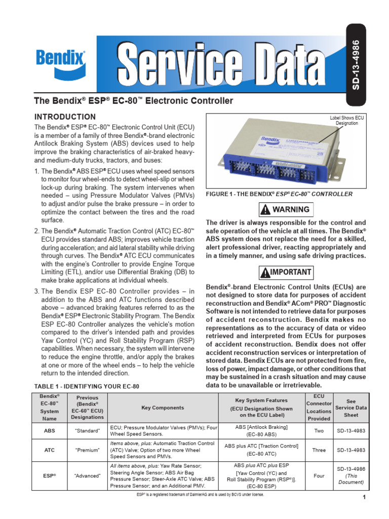 Ec80 Manual Bendix | PDF | Anti Lock Braking System | Brake