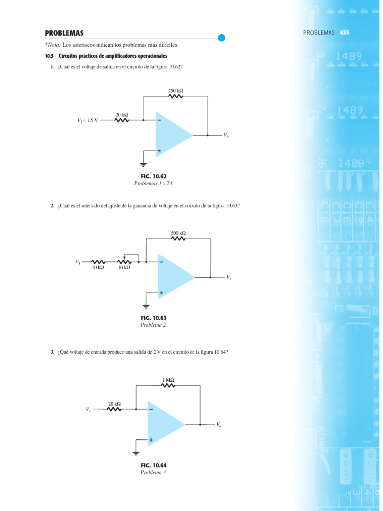 Ejercicios de Amplificadores Operacionales | PDF | Amplificador operacional | Cantidades fisicas