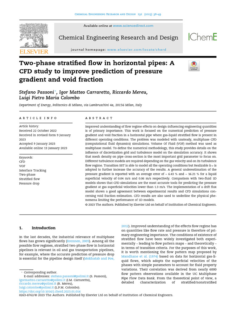 Two-Phase Stratified Flow in Horizontal Pipes: A CFD Study To Improve Prediction of Pressure ...