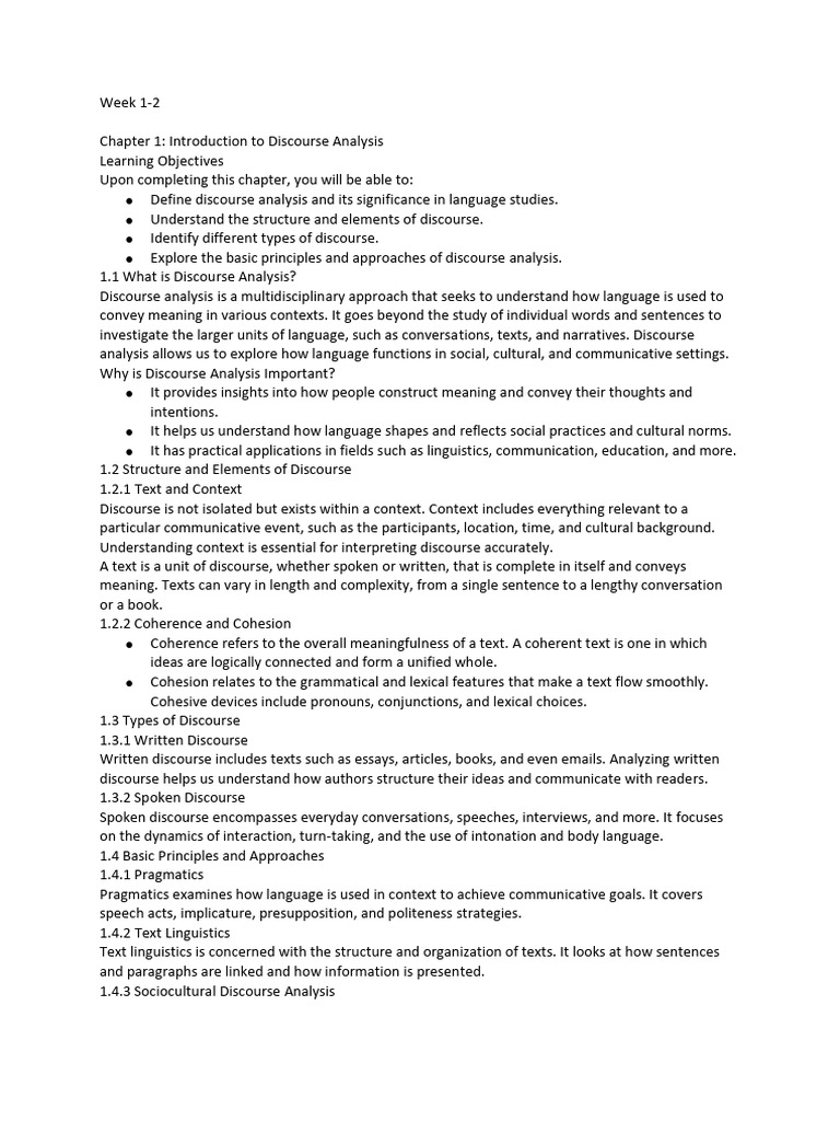 Discourse Analysis and Teaching Booklet | PDF | Discourse | Linguistics
