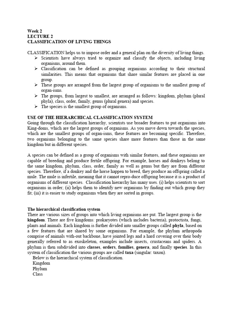 Classification of Living Things | PDF | Taxonomy (Biology) | Genus