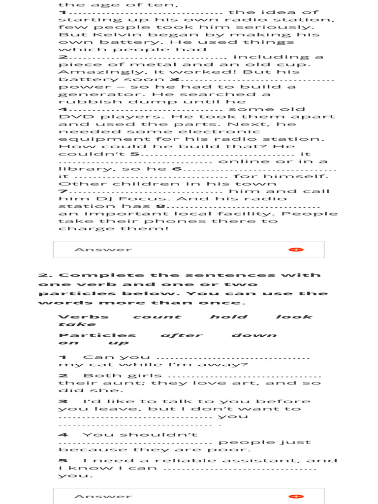 English Word Skills Exercises For B1 Phrasal Verbs 2 English Practice | PDF | Human ...