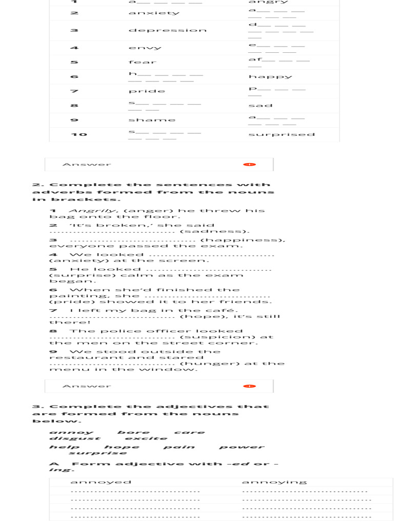 English Word Skills Exercises For B1 Word Families English Practice ...