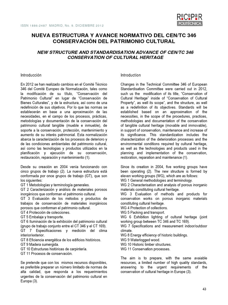 Avance normativo CEN/TC 346 2012 | PDF | Ciencias fisicas | Física ...