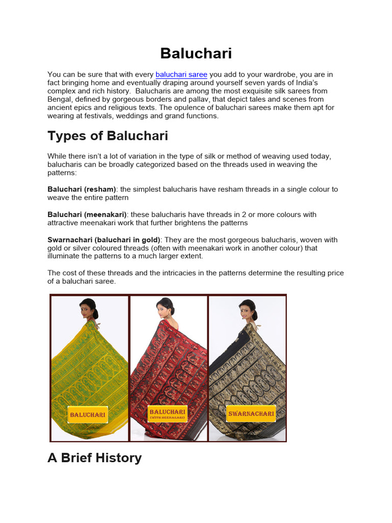 Baluchari | PDF | Textiles | Weaving