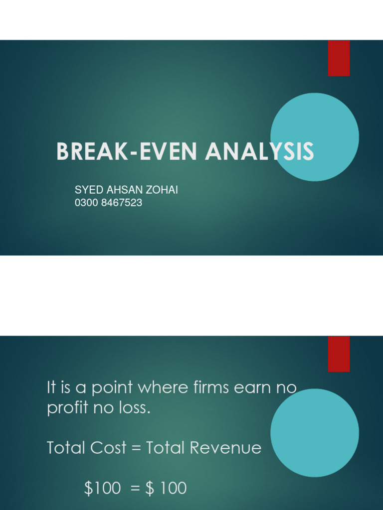 BreakEven Analysis | PDF | Business Economics | Market (Economics)