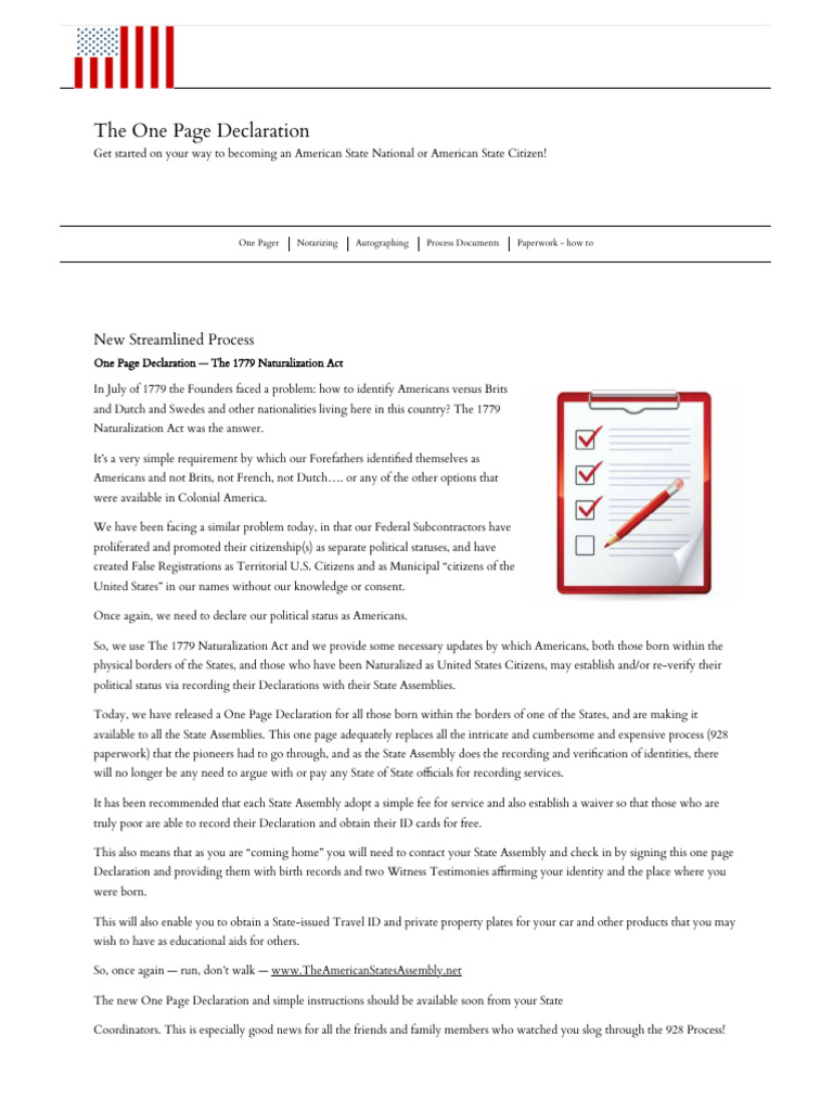 Correct Your Status The American States Assembly | PDF | Notary Public ...