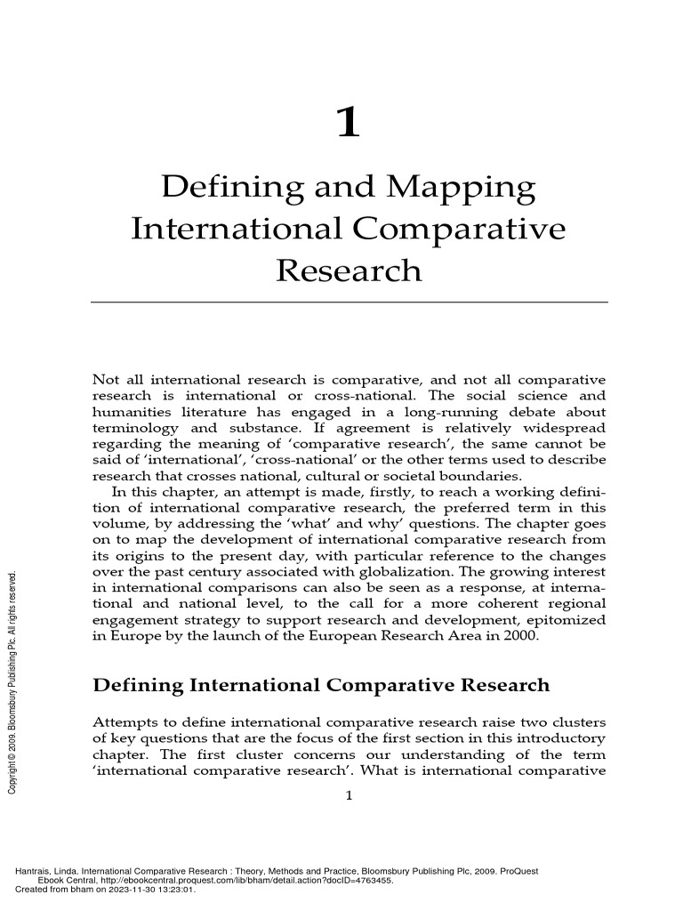 International Comparative Research Theory Methods ... - (1 Defining and ...