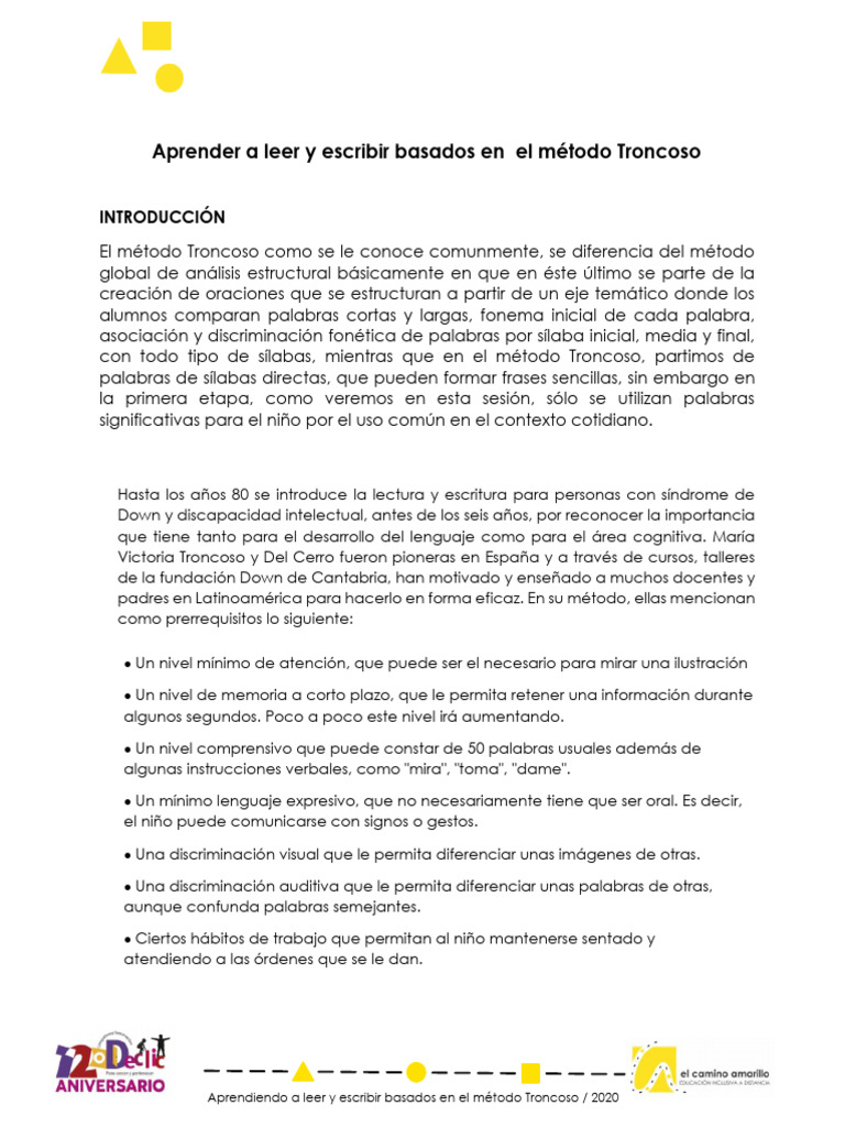 Manual Aprender A Leer y Escribir Basados en El Metodo Troncoso 2020 ...