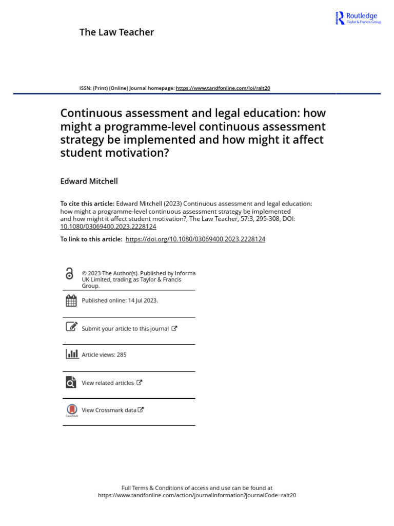 03-Continuous Assessment and Legal Education - How Might A Programme ...