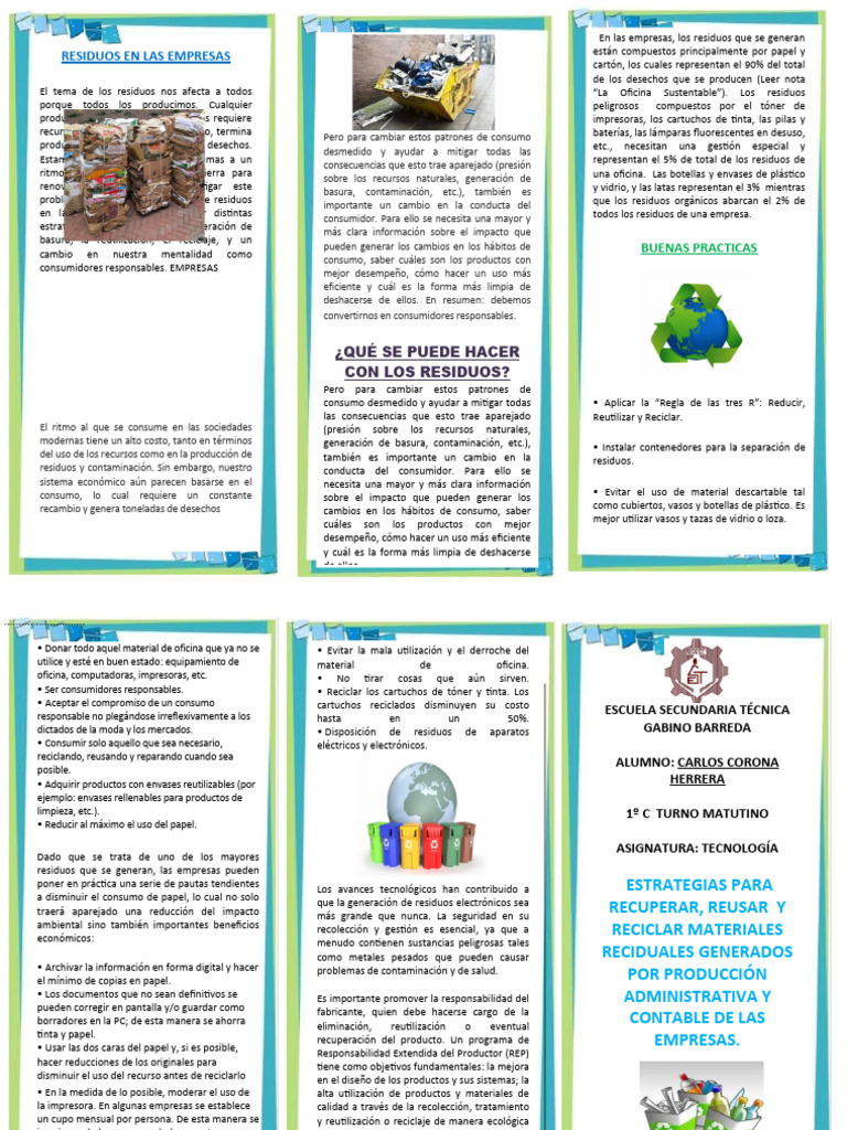 TRIPTICO | PDF | Residuos | Reciclaje TRIPTICO | PDF | Residuos | Reciclaje