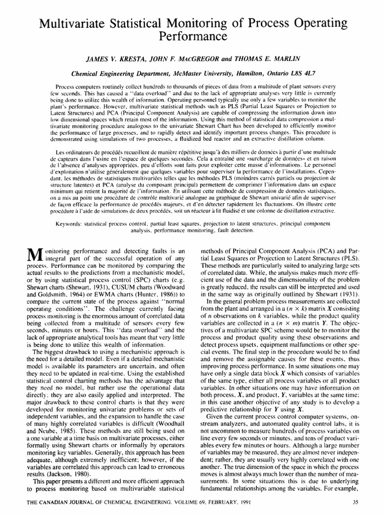(1991) Kresta, MacGregor and Marlin, Multivariate Statistical ... (1991) Kresta, MacGregor and Marlin, Multivariate Statistical ...