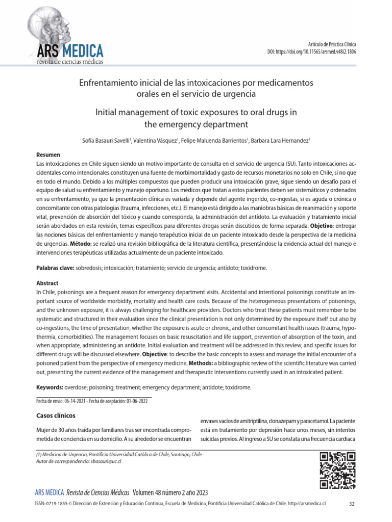 Enfrentamiento Inicial de Las Intoxicaciones Por Medicamentos Orales en ...