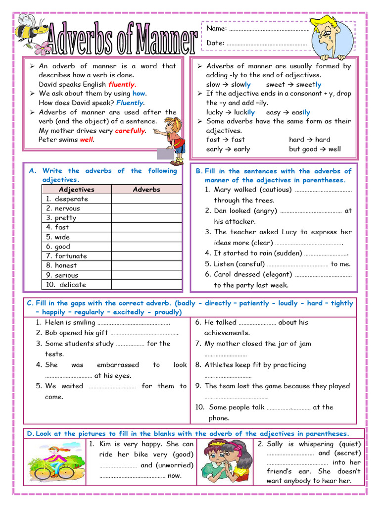 Adverbs of Manner | PDF | Adverb | Verb