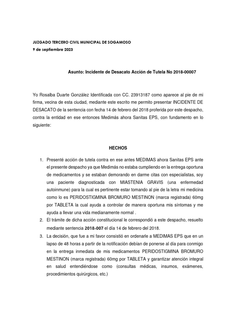 Incidente de Desacato 2 | PDF