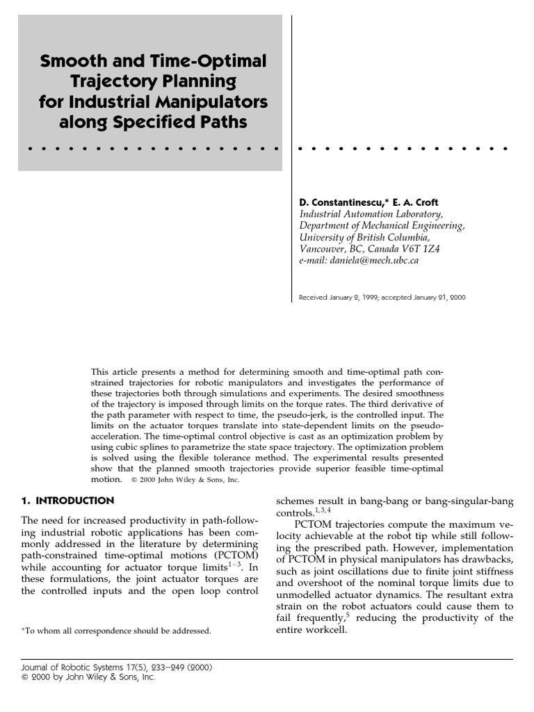 Journal of Robotic Systems - 2000 - Constantinescu - Smooth and Time ...