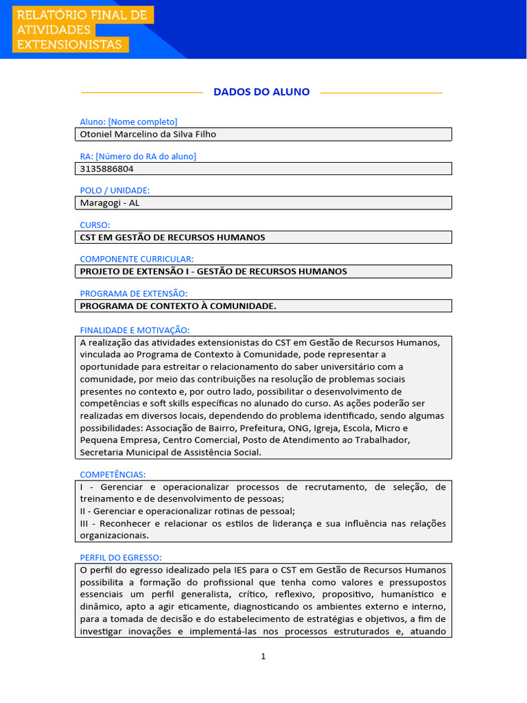 Projeto De Extensão Unopar Pdf Gestão De Recursos Humanos Cultura