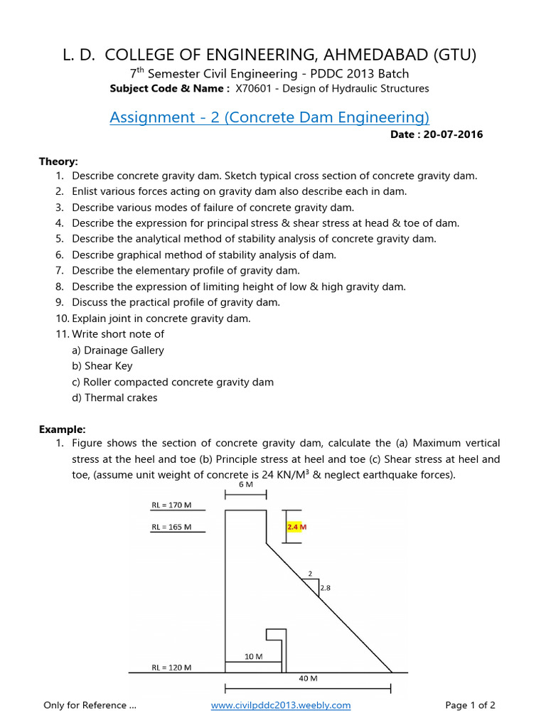 Dhs - 2 - Assignment | PDF | Dam | Stress (Mechanics)