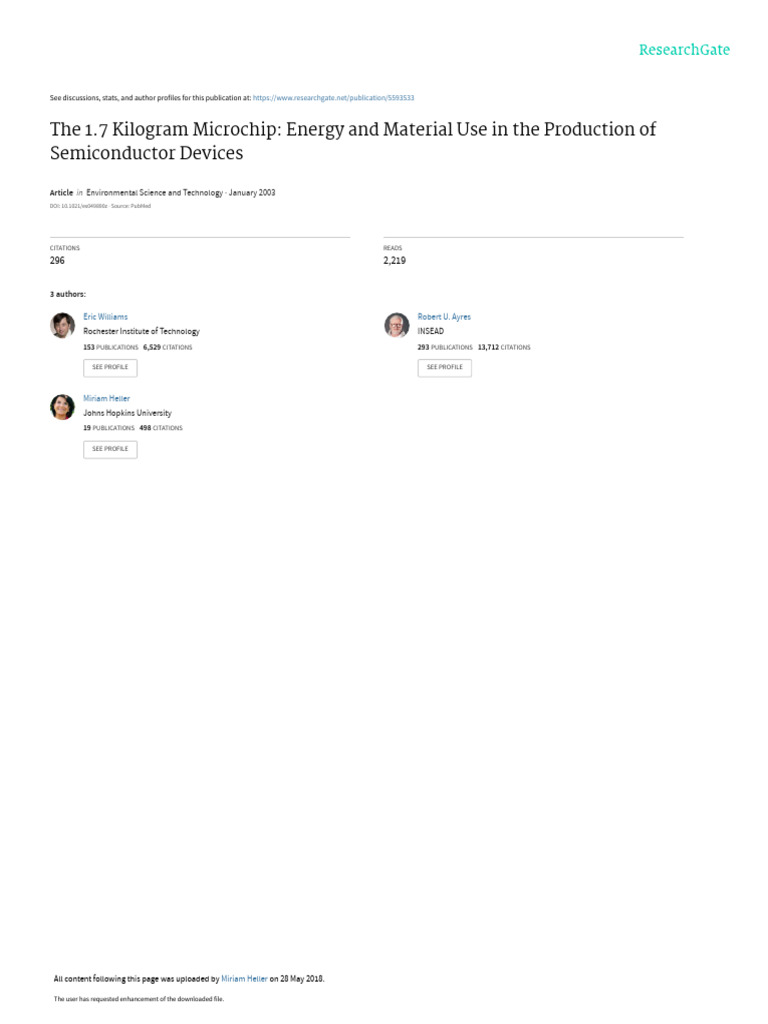 The 17 Kilogram Microchip Energy and Material Use | PDF | Integrated ...