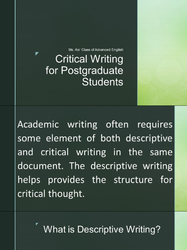 Critical Writing For Postgraduate Students | PDF | Critical Thinking ...