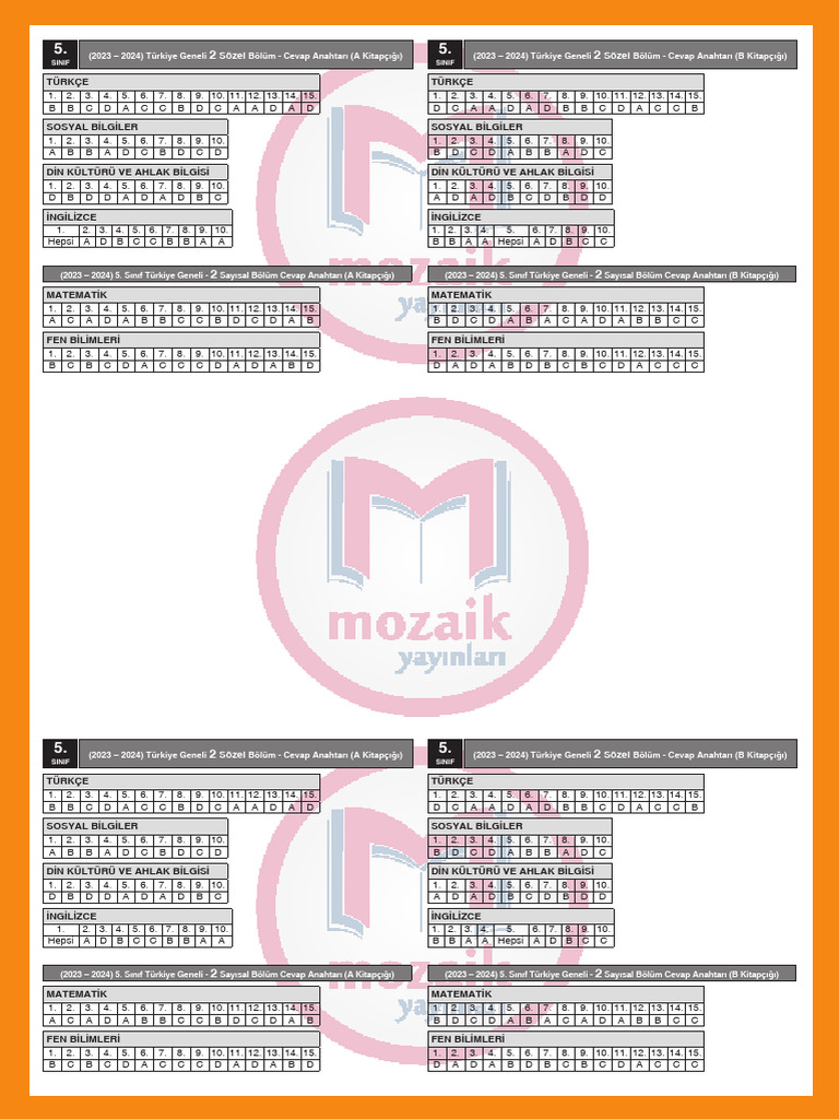 5.sinif Mozaik TG 2 Cevap Anahtari | PDF