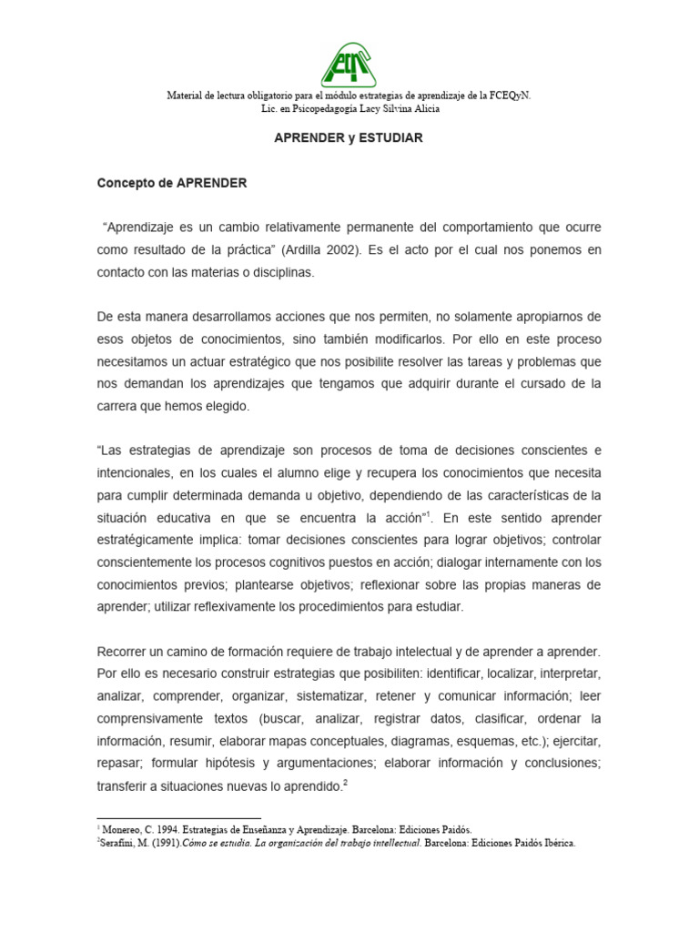 Aprender y Estudiar | PDF | Aprendizaje | Ciencias del comportamiento
