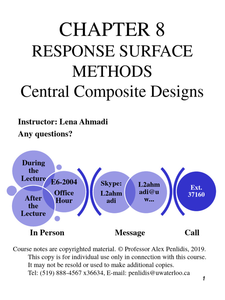 CH 8 Response Surface Methods (Central Composite Designs, CCDS) | PDF | Errors And Residuals ...