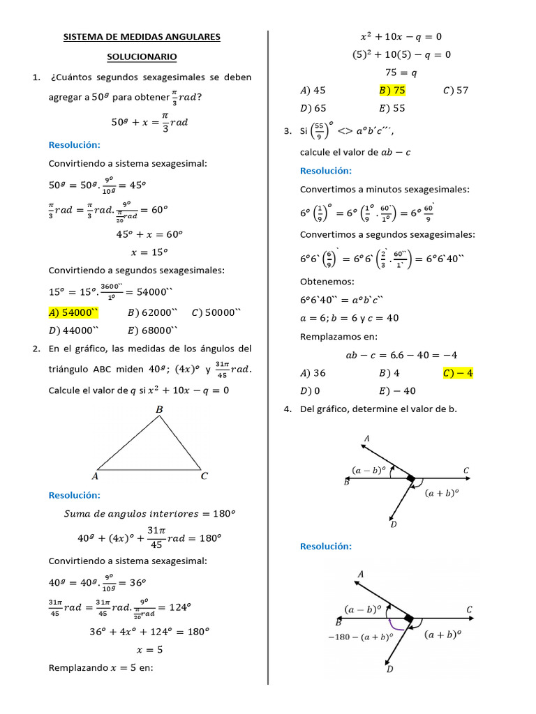 Sistema de Medidas Angulares | PDF | Ángulo | Geometría Elemental