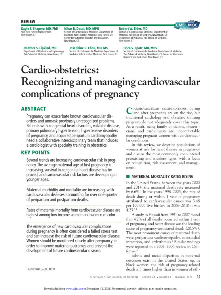 Cardio-Obstetrics, Reconociendo Cardiopatias en Embarazo 2021 | PDF ...