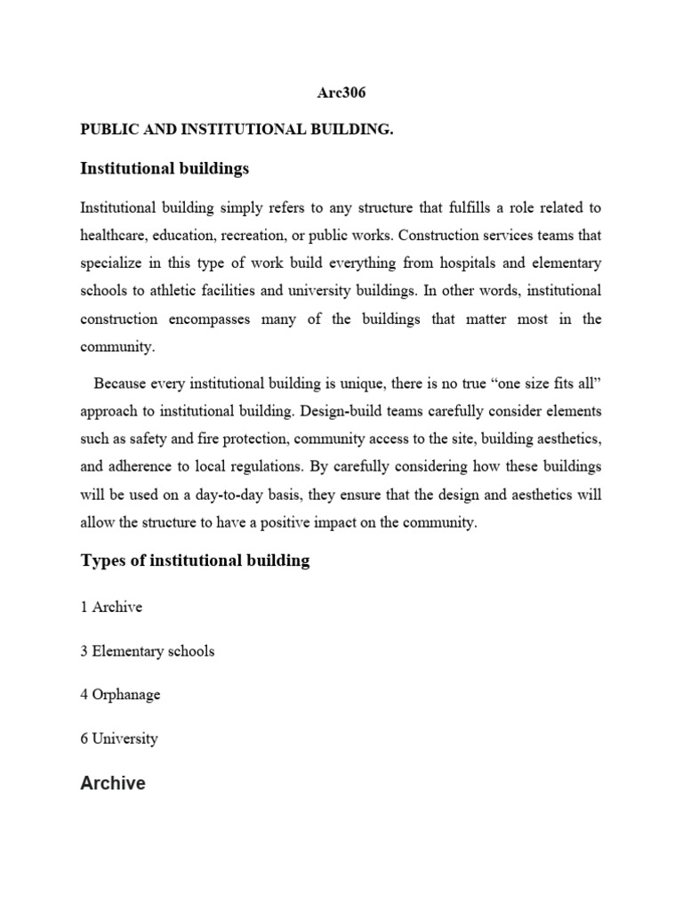 Arc316 Public and Institutional Buldings | PDF | Orphanage | Libraries