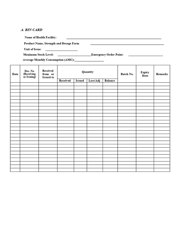 A. Bin Card | PDF | Finance & Money Management