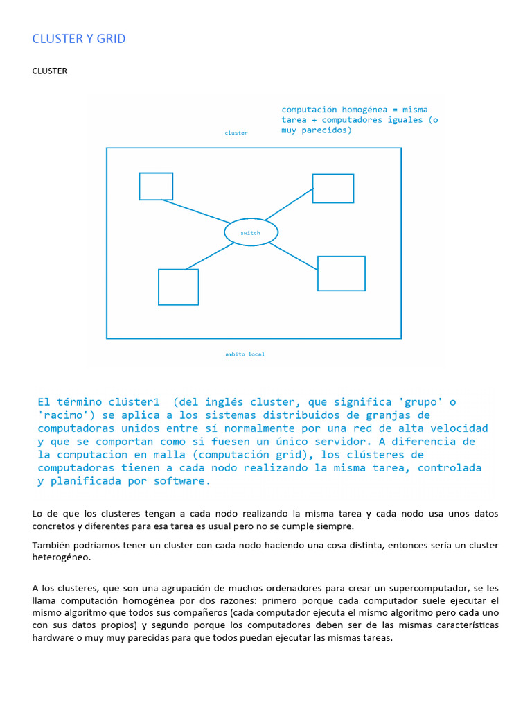 Cluster y Grid | PDF | Informática | Gestión de tecnología de la ...