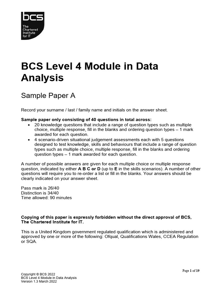 BCS Level 4 Module in Dat+ | PDF | Databases | Data Model BCS Level 4 Module in Dat+ | PDF | Databases | Data Model