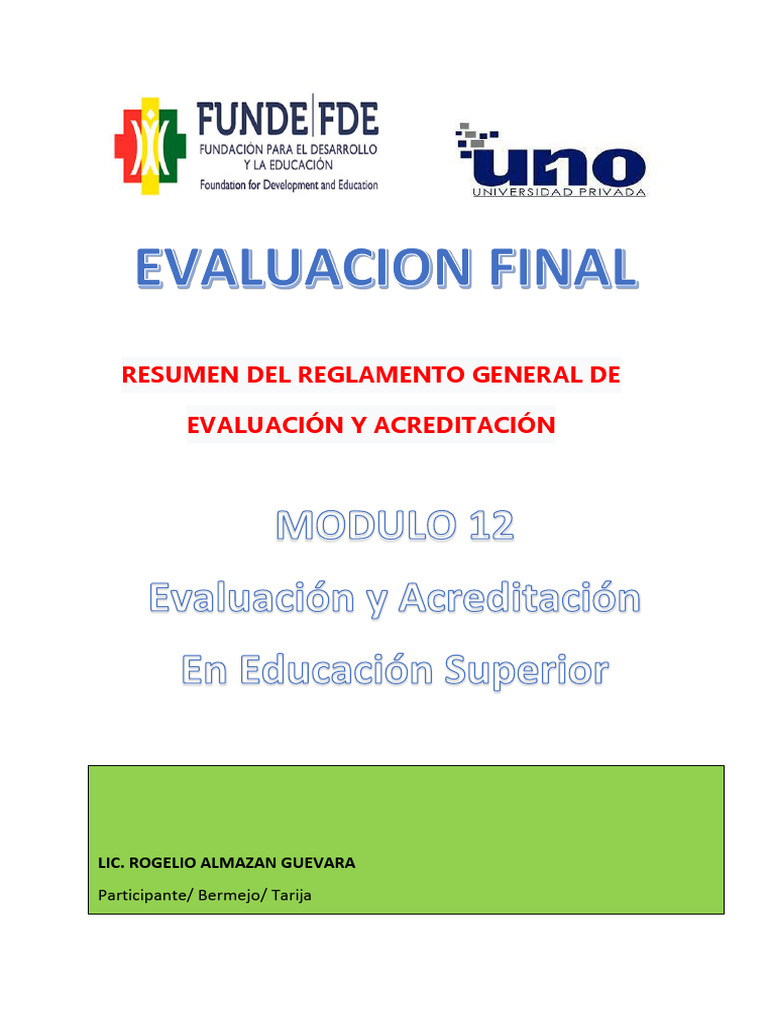 Reglamento de Evaluacion y Acreditacion | PDF | Evaluación