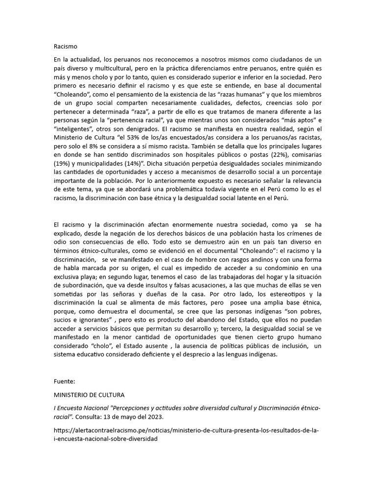 Racismo | PDF | Racismo | Discriminación y relaciones raciales