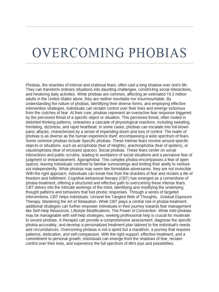 Overcoming Phobias | PDF | Phobia | Cognitive Behavioral Therapy