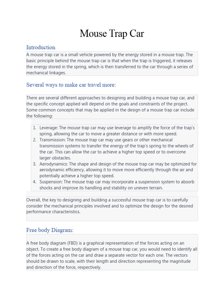 Mouse Trap Car | PDF | Lever | Force