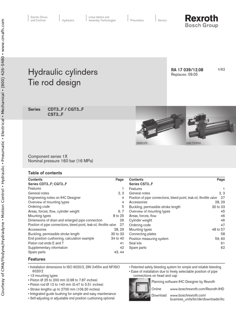 Rexroth CDT3 ISO Medium Duty (160 Bar) Cylinders | Download Free PDF ...