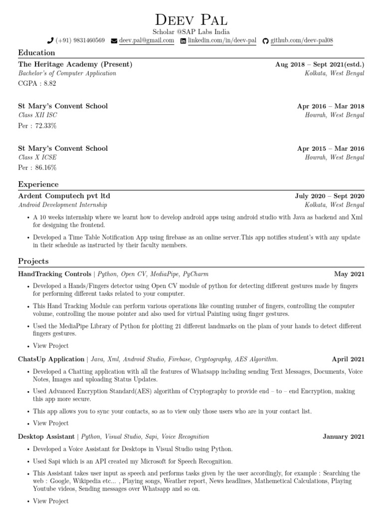 Deev Pal: Projects & Skills Overview | PDF | Software Engineering ...