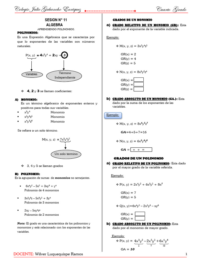 11 Ficha - Polinomios | PDF | Análisis numérico | Álgebra abstracta