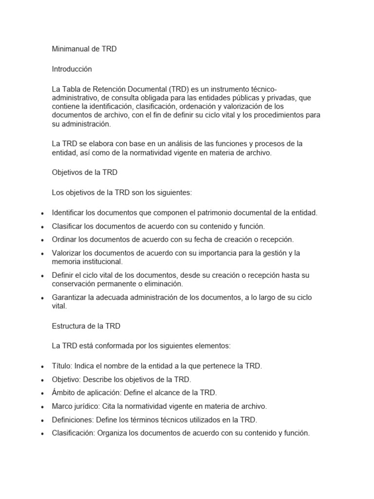 Minimanual de TRD | PDF | Gestión de registros | Informática