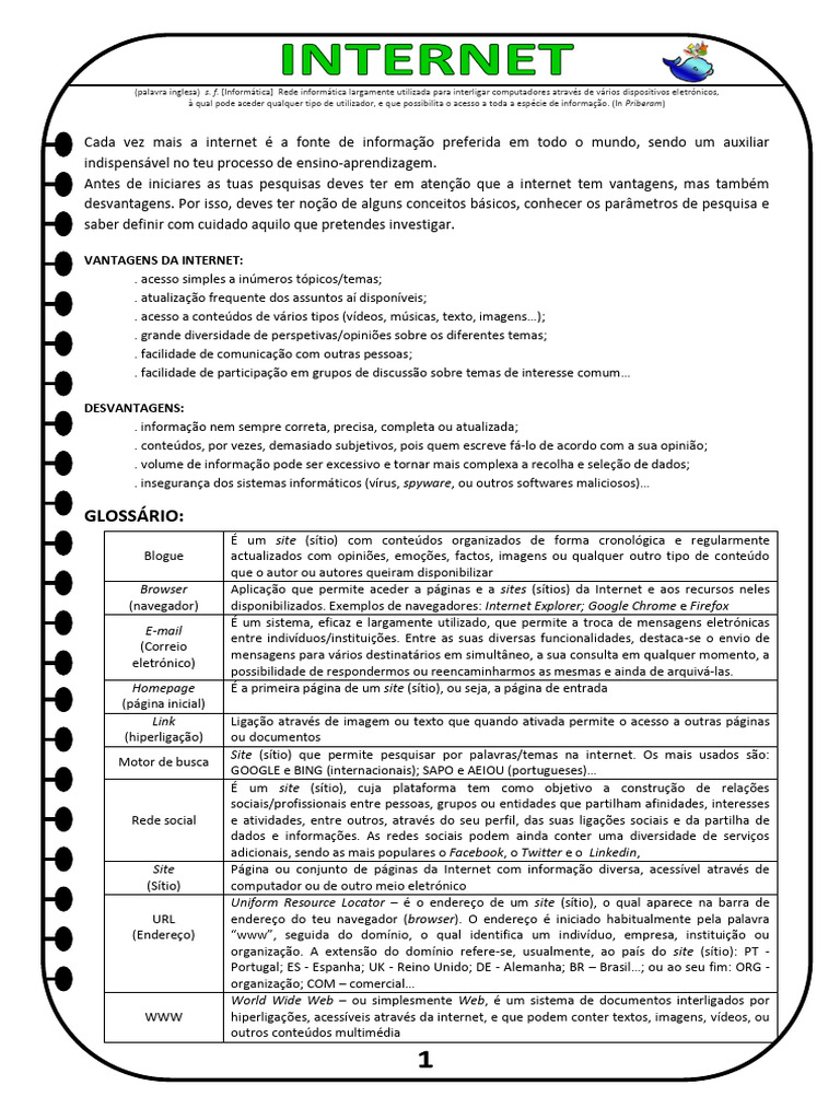 INTERNET - Ficha Informativa - Como Fazer | PDF | Rede mundial de ...