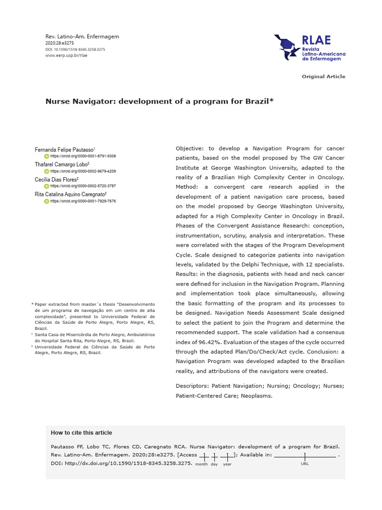 Nurse Navigator Development of A Program | PDF | Hospital | Nursing